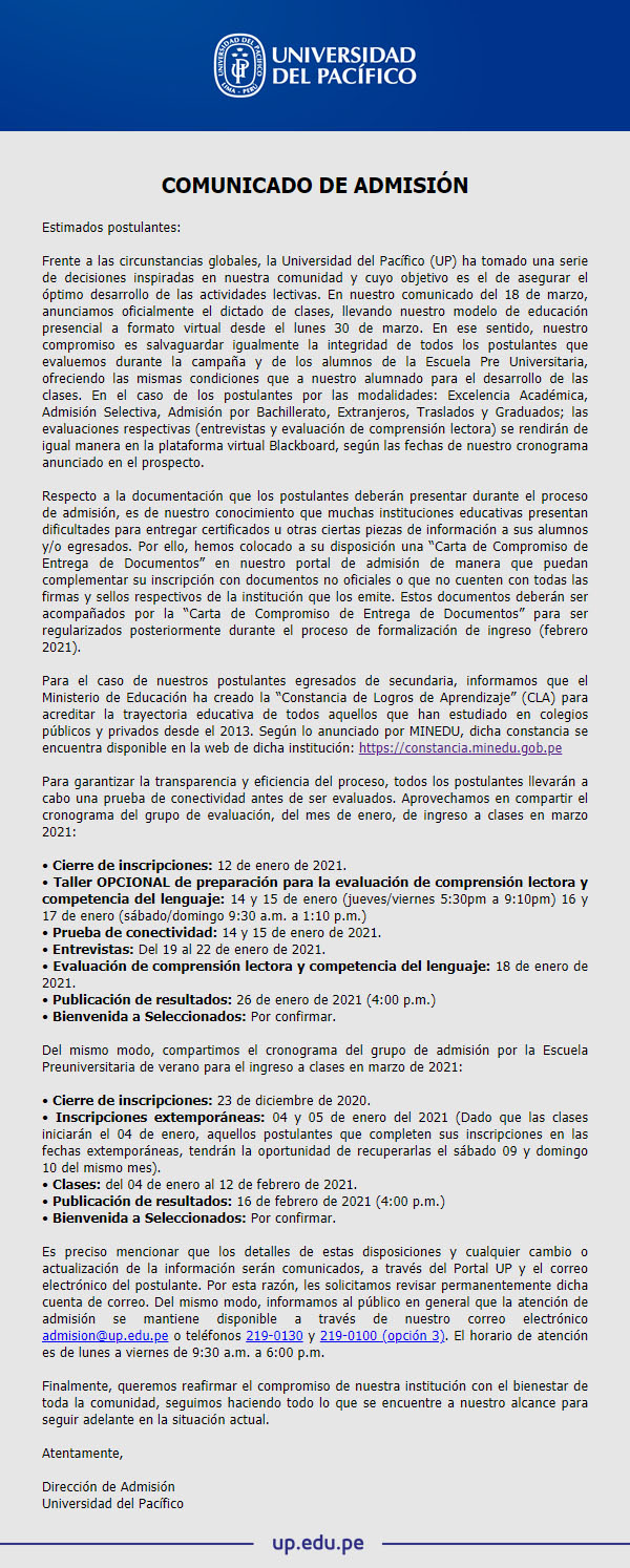 Admisión EPU | Universidad del Pacífico Admisión EPU | Universidad del Pacífico